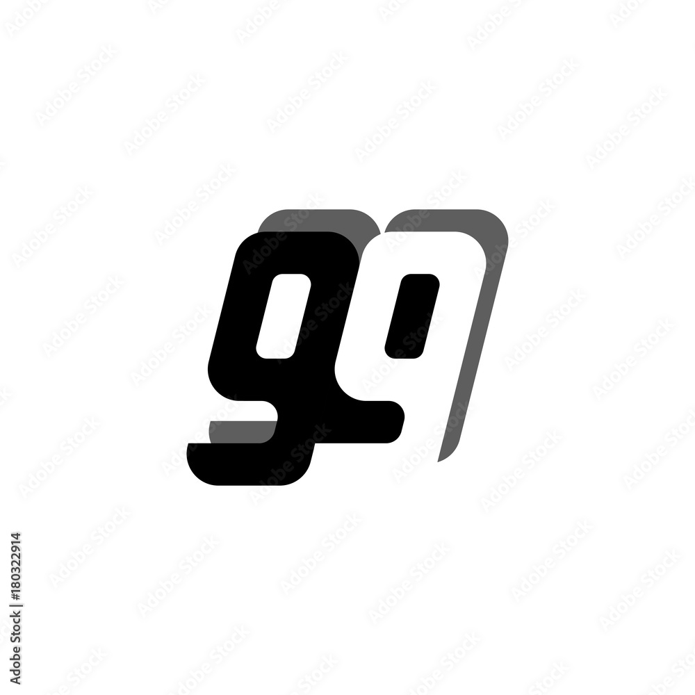 Logo 99 number black white negative space bold linked symbol with ...