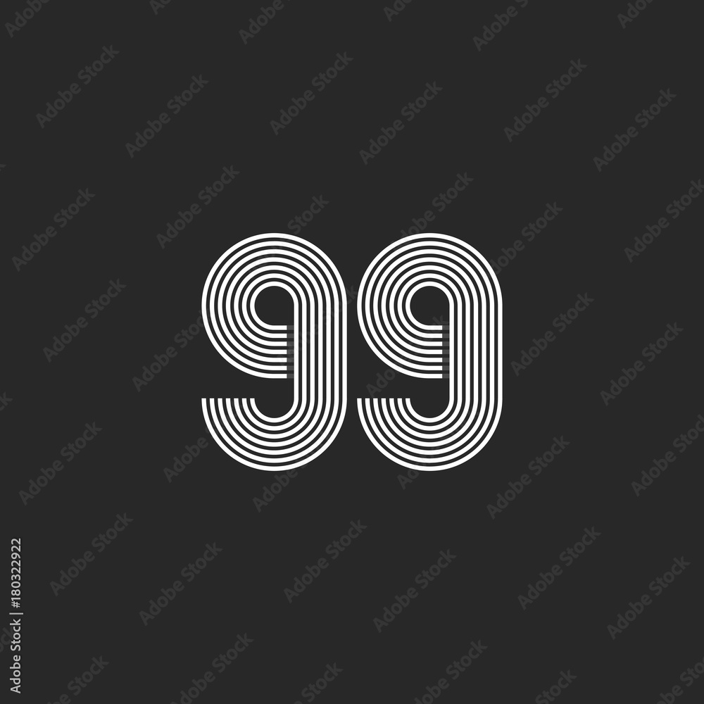99 number logo black and white think parallel lines monogram creative ...
