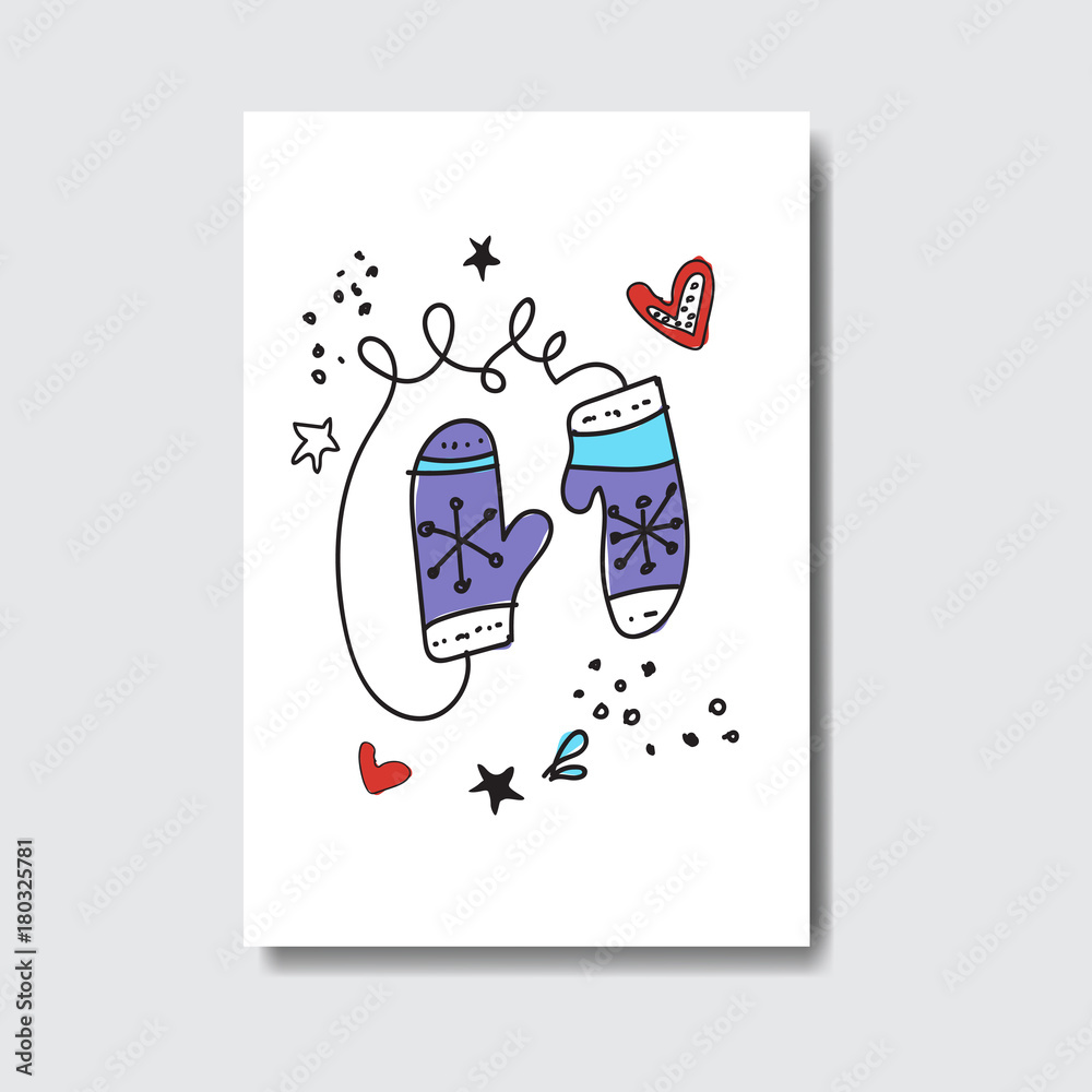 Doodle Greeting Card Isolated On White Background Stock Vector | Adobe ...