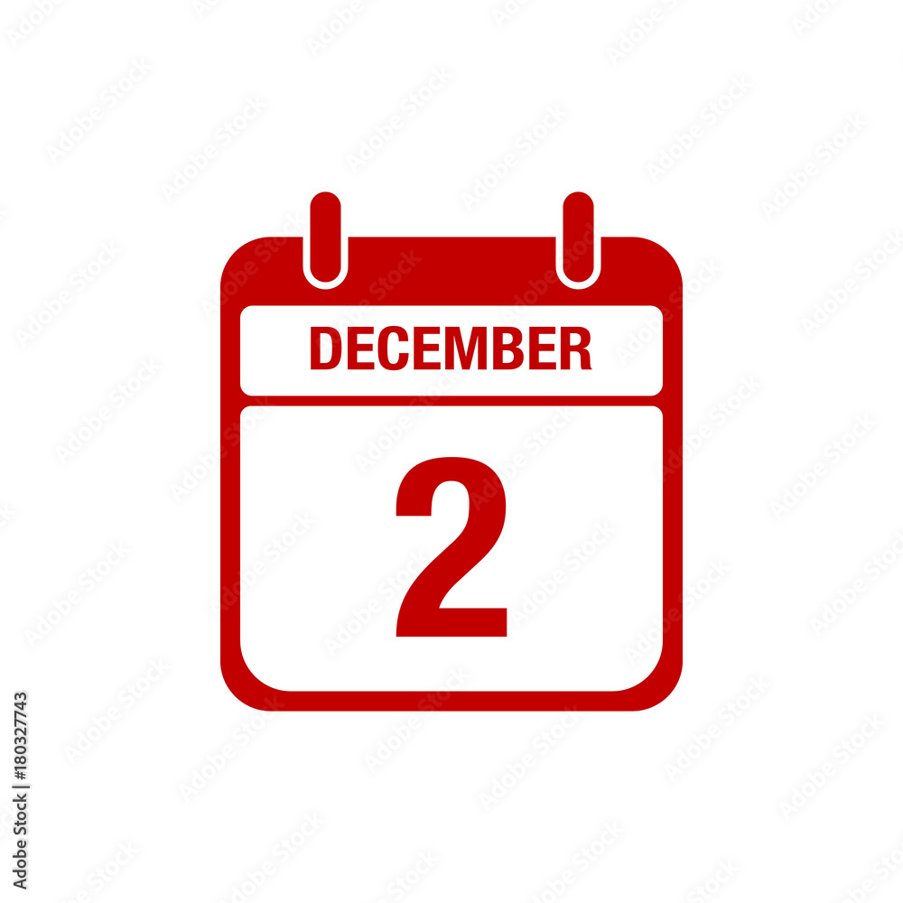 2 december calendar red icon Stock Vector | Adobe Stock