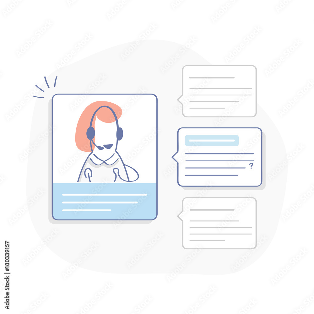 Technical support operator, online help desk, chat, faq, call center ...