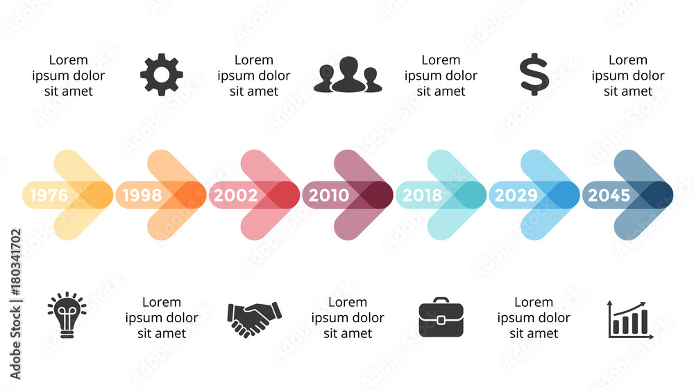 Vector arrows circles timeline infographic, diagram chart, graph ...