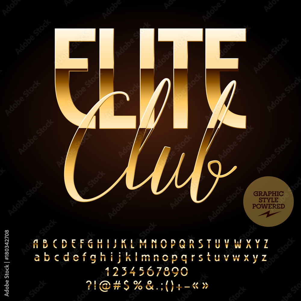 Vector Luxury emblem Elite Club. Chic Alphabet letters, Numbers and ...
