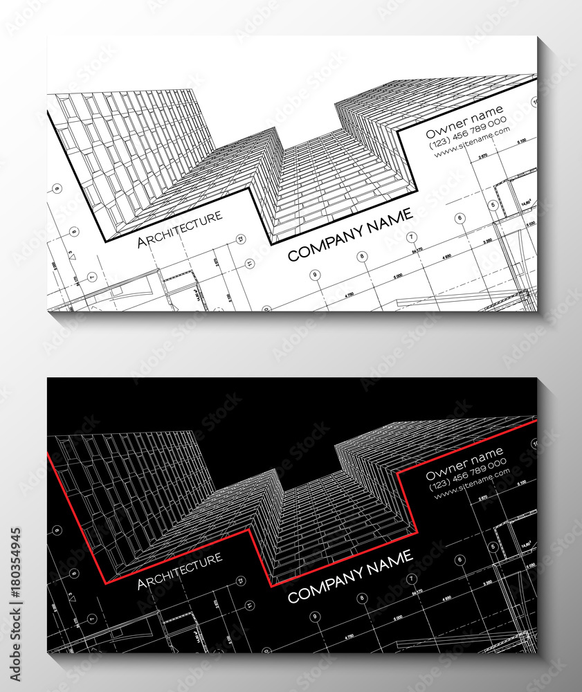 Vector Set Of Modern Creative Business Cards For Architect 3d Architectural Background For