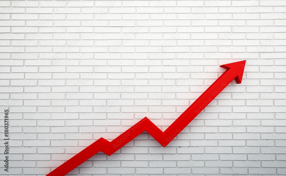Graph Arrow of Improvement. 3D Render Illustration. White Brick ...