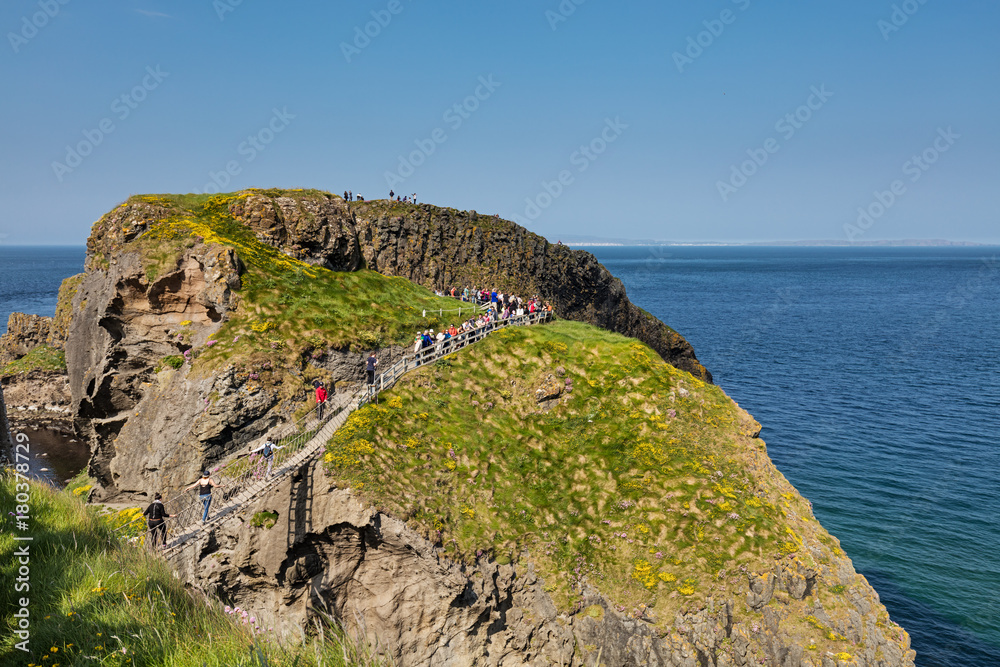 Thousands of tourists visiting Carrick-a-Rede Rope Bridge in County ...