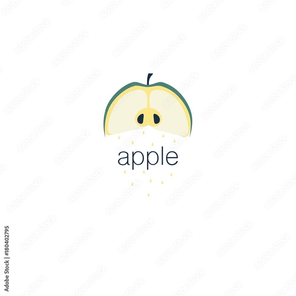 The cover design . Depicted green apple, the word apple and apple drops ...