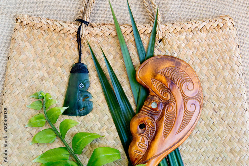 New Zealand - Maori themed objects - Jade Pounamu Tiki Toki and Wooden ...