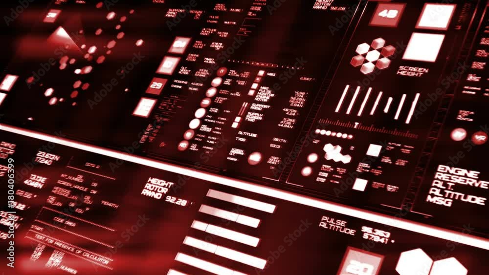 Perspective view of red futuristic interface/Digital screen/Detailed ...