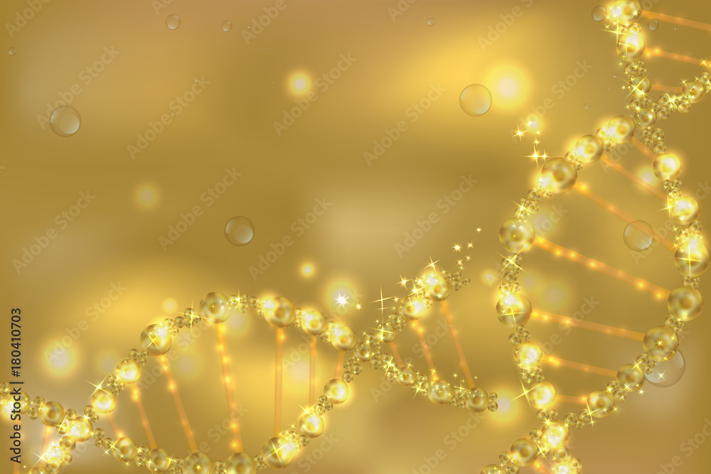 science concept, gold background with space for text, illustration ...