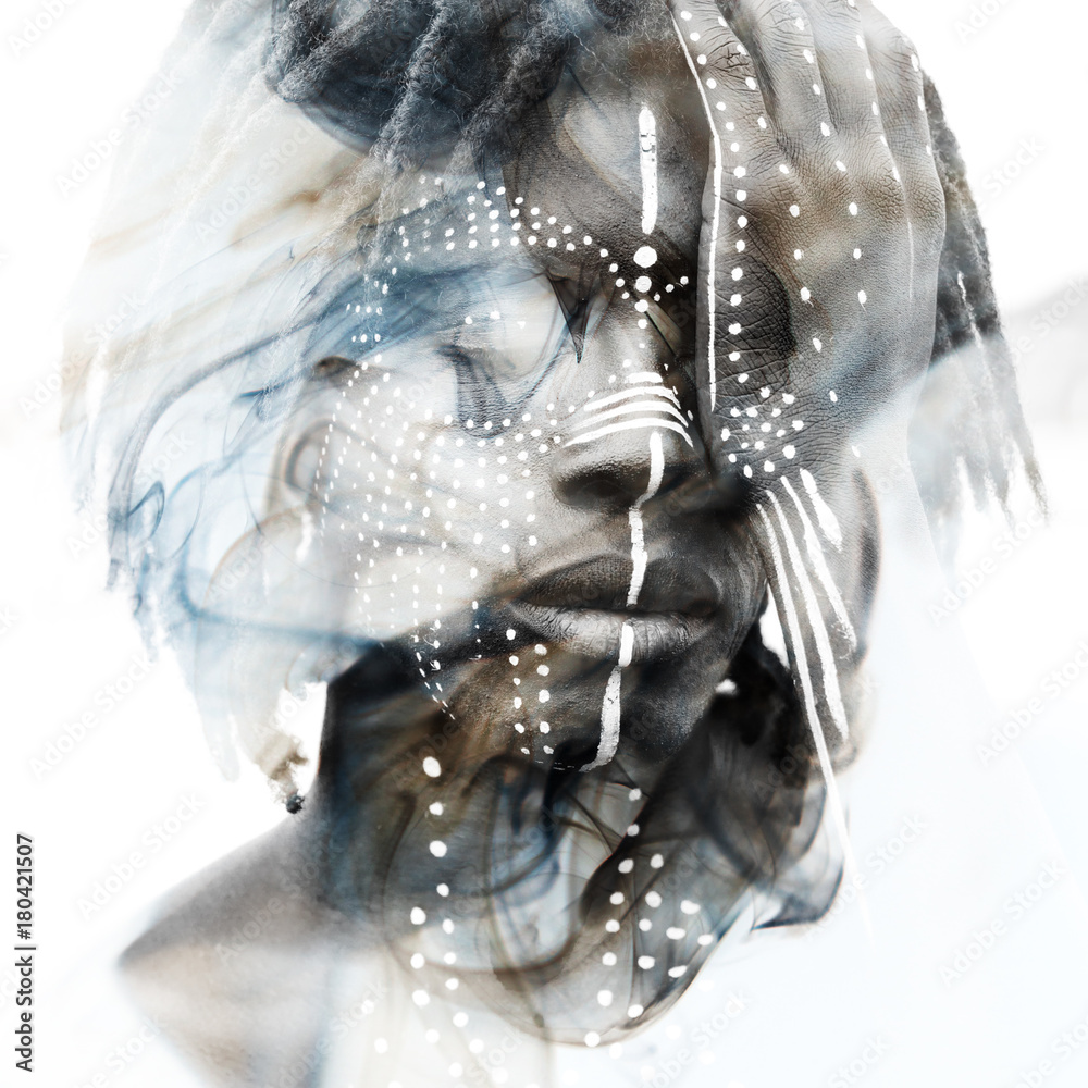 Paintography. Sexy African man combined with stunning double exposure ...