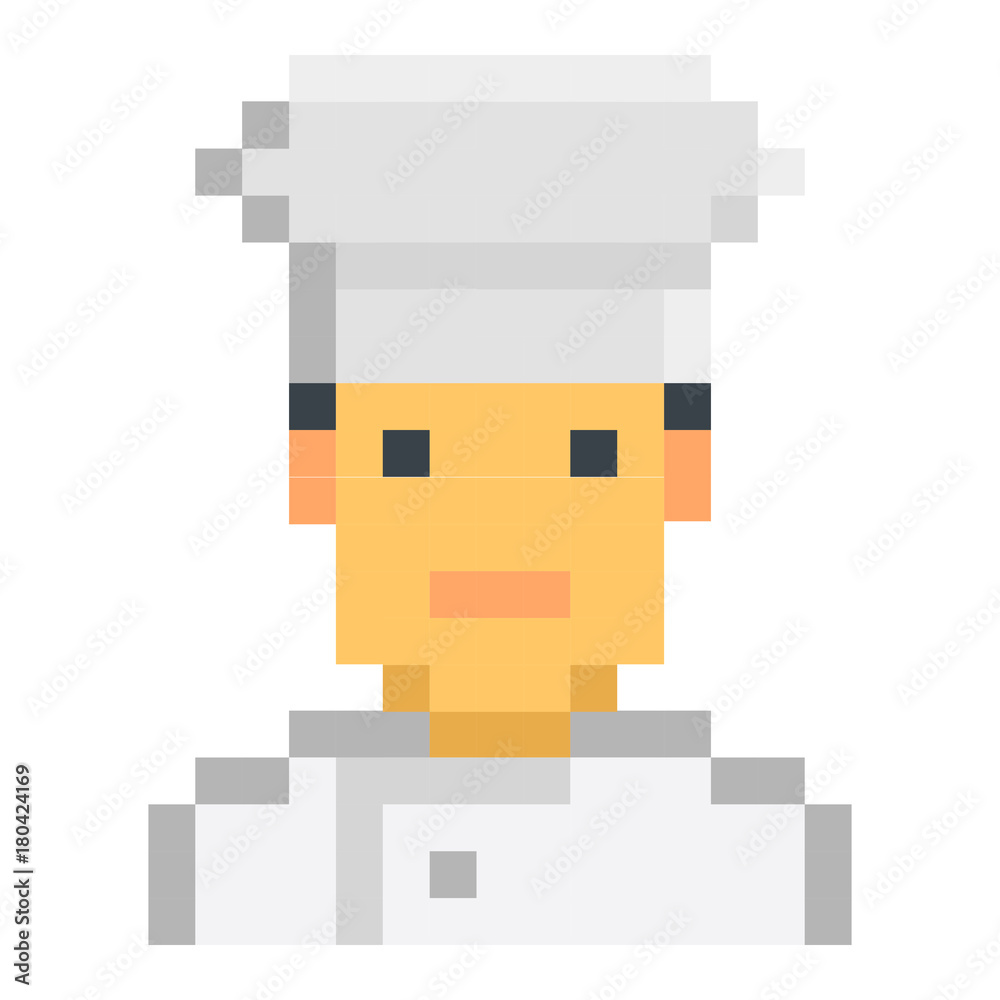 Chefc cook pixel art cartoon retro game style set Stock Vector | Adobe ...