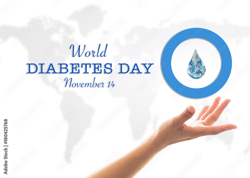 World diabetes day concept with blue circle symbolic logo on protective ...