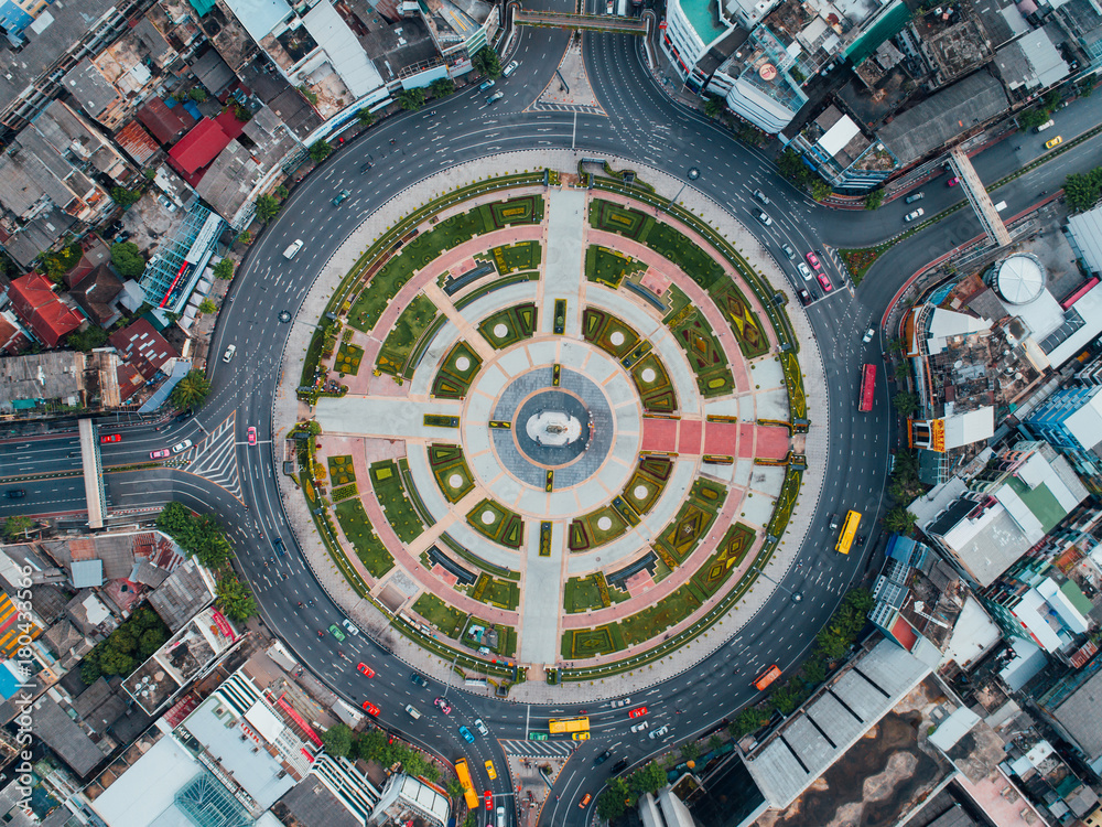 Elevated expressway. The curve of suspension bridge, Aerial view. Top ...