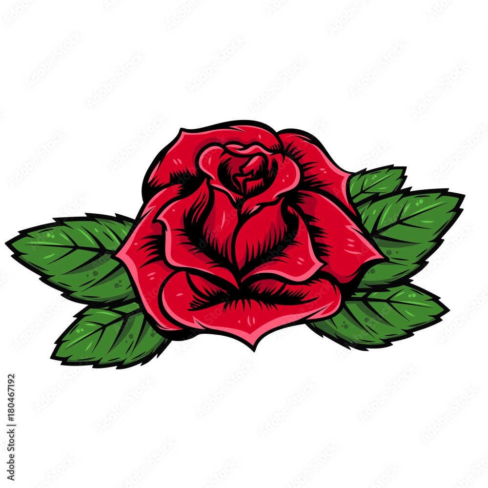 cartoon rose illustration isolated on white background. Vector design ...