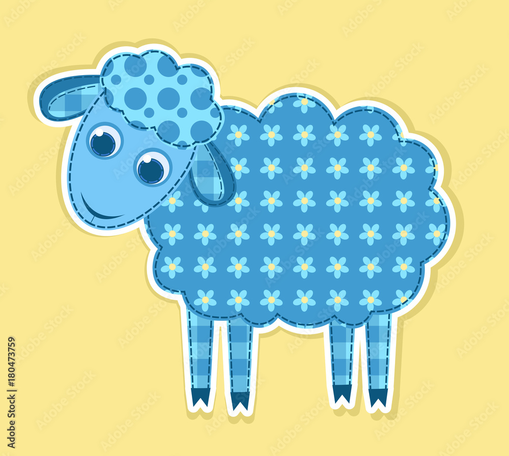 Cute Vector Patchwork Sheep Stock Vector Adobe Stock