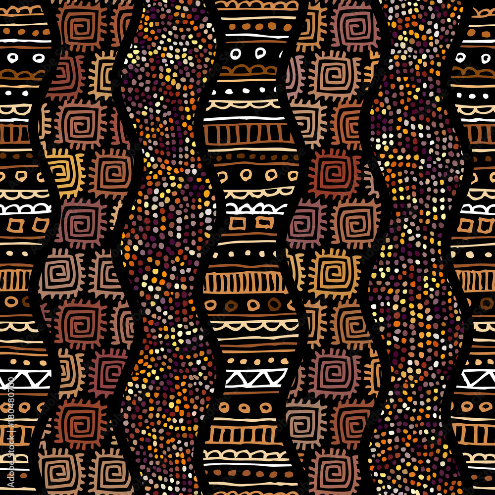 Ethnic boho seamless pattern in african style on black background ...