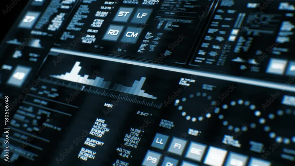 Vidéo Stock Perspective view of deep blue futuristic interface/Digital ...