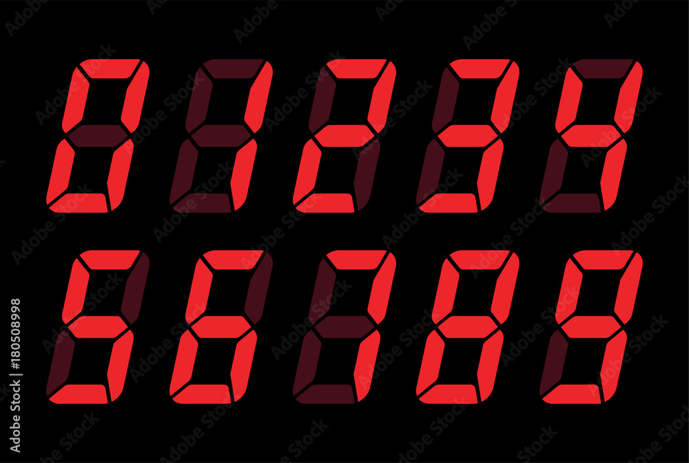Digital Numbers For Lcd Electronic Screen. Vector Illustration Of ...