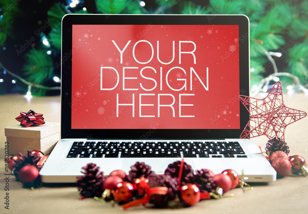 Christmas Laptop Mockup Stock Template | Adobe Stock