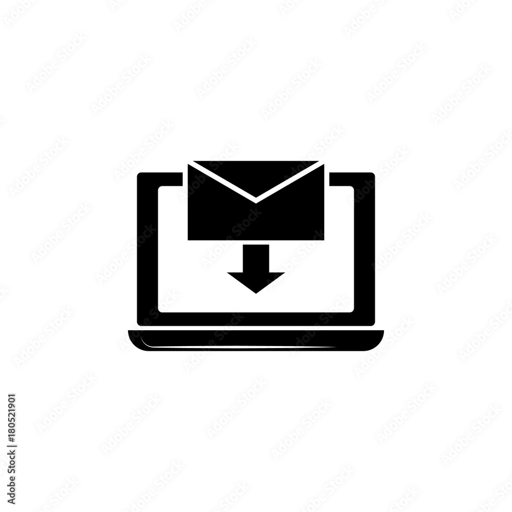 Laptop email send icon. Outgoing mail delivery sign. Notebook sent ...