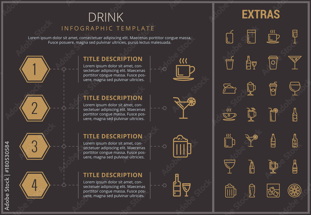 Drink infographic timeline template, elements and icons. Infograph ...