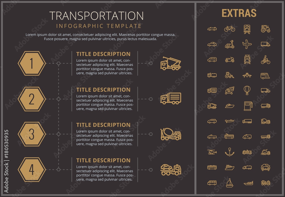 Transportation infographic timeline template, elements and icons ...
