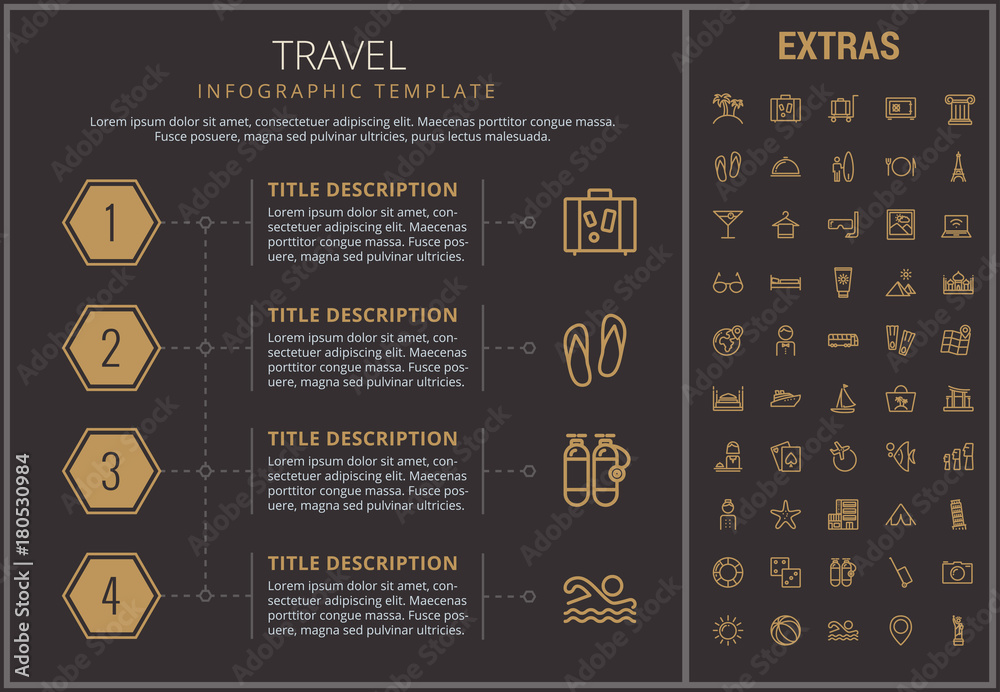 Travel infographic timeline template, elements and icons. Infograph ...
