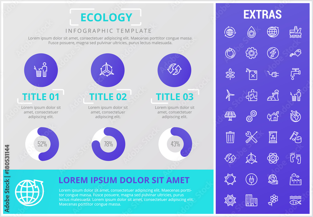 Ecology infographic template, elements and icons. Infograph includes customizable graphs, charts ...