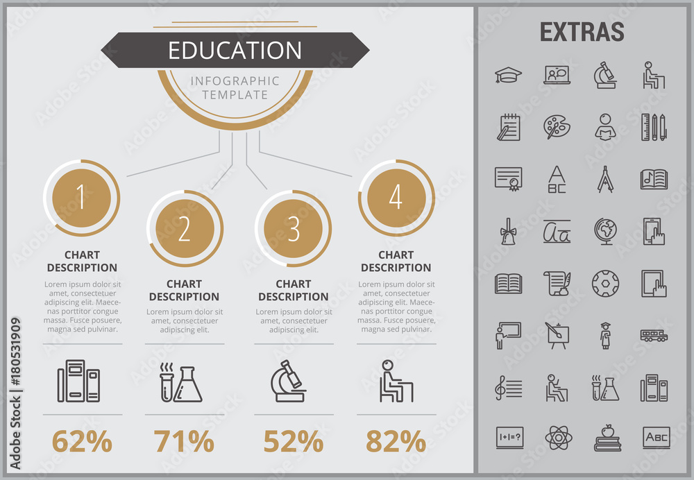 Education infographic template, elements and icons. Infograph includes ...