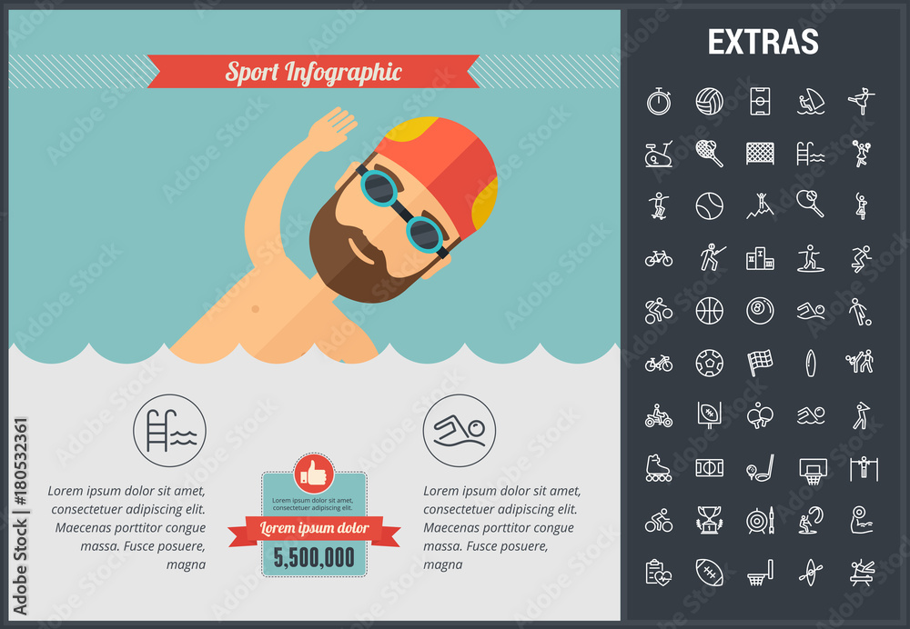 Sports infographic template, elements and icons. Infograph includes ...