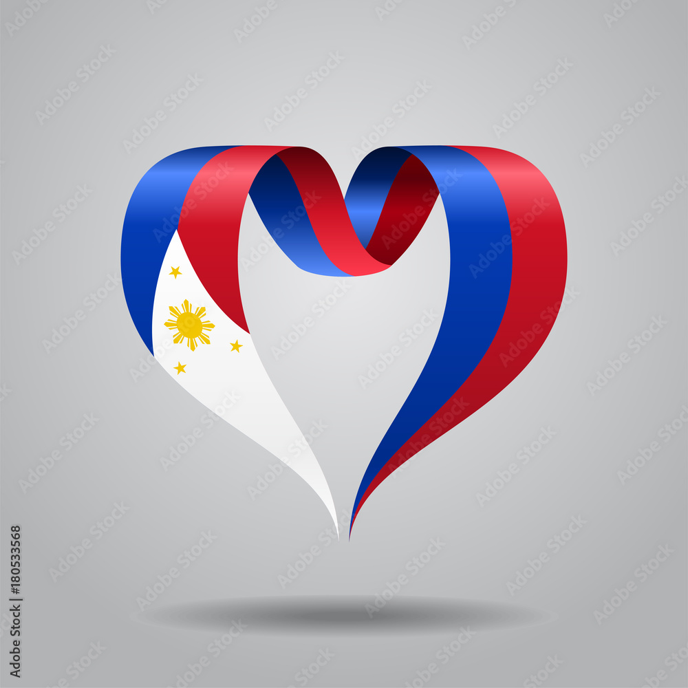 Philippines flag heart-shaped ribbon. Vector illustration. Stock Vector ...