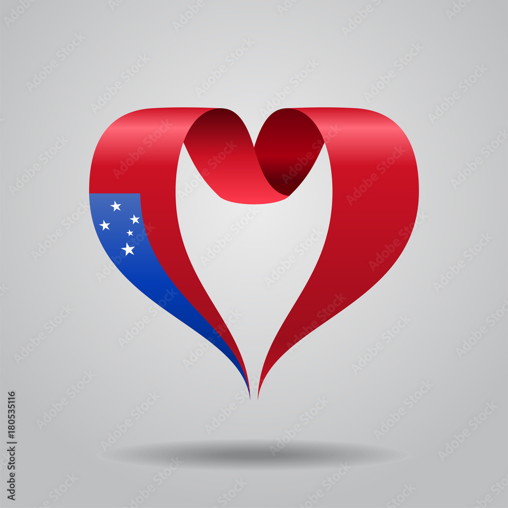 Samoan flag heart-shaped ribbon. Vector illustration. Stock Vector ...