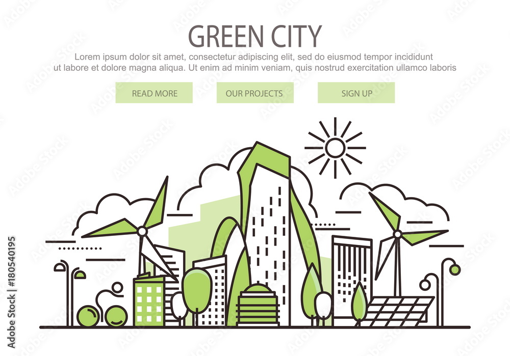 Green city banner Stock Vector | Adobe Stock
