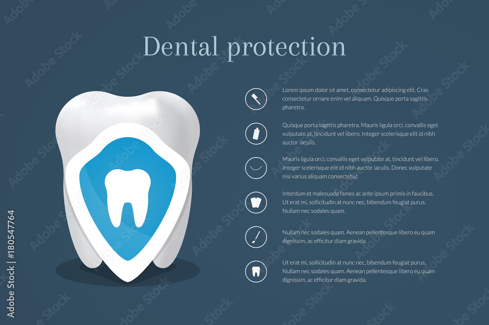 Dental memo template. Teeth protection information poster design Stock ...