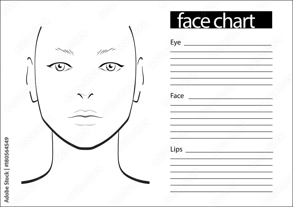 Face chart Makeup Artist Blank. Template. Stock Illustration | Adobe Stock