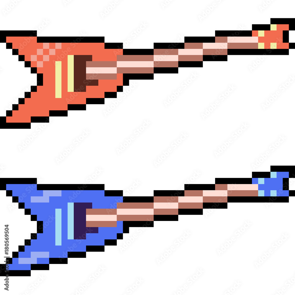 vector pixel art guitar 素材庫向量圖 | Adobe Stock