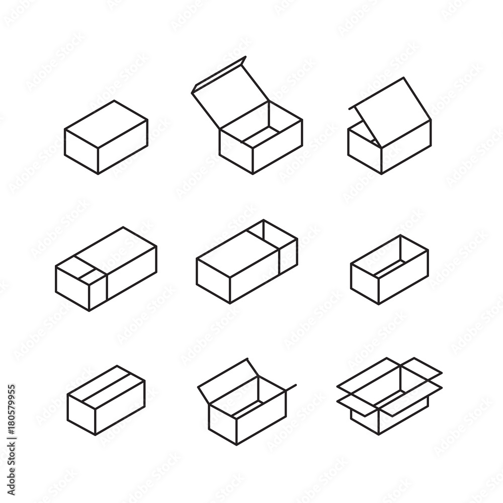 box signs. line Icon set. Vector illustration. Stock Vector | Adobe Stock