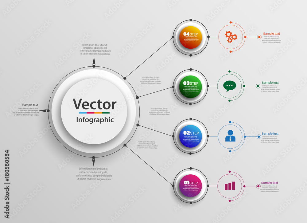 Abstract vector infographics number options template with 4 steps. Can ...