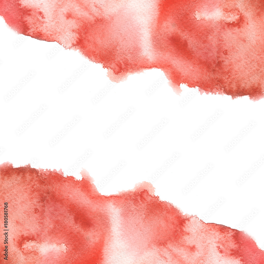 Abstract watercolor frame. red, pink paint color. Divorces, splash ...