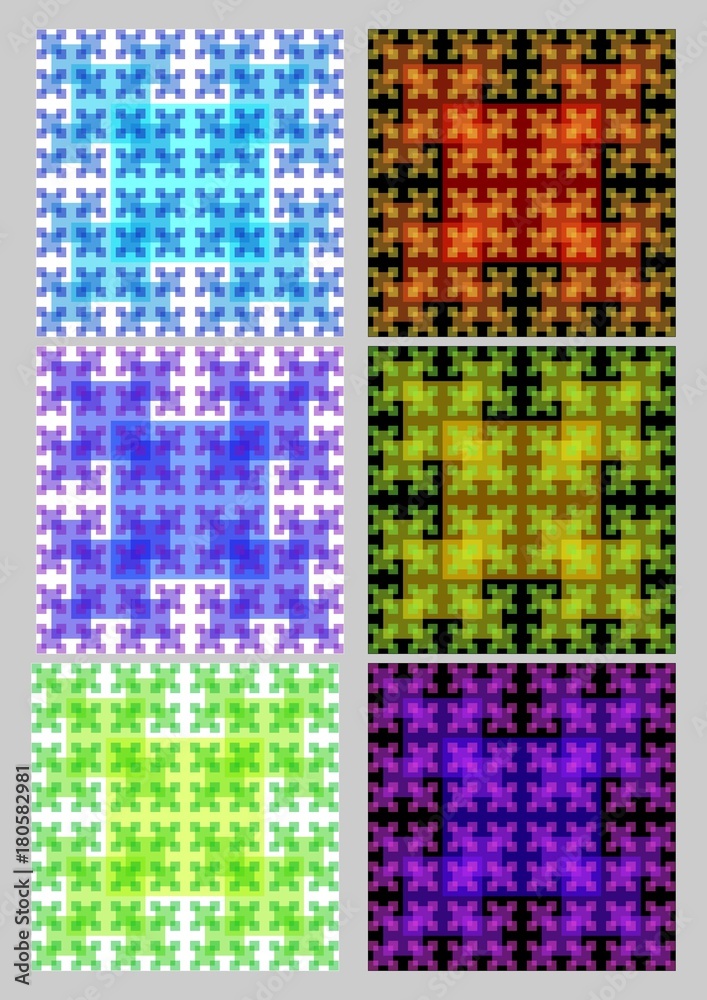 Tile set with square patterns in fractal style Sierpinski carpet ...