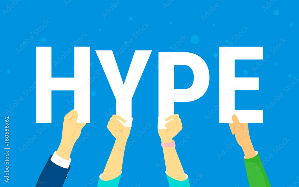 Hype letters concept vector illustration of happy young people ...