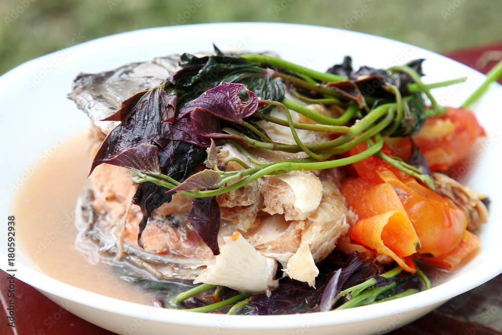 Filipino snapper fish head sinigang soup Stock Photo | Adobe Stock