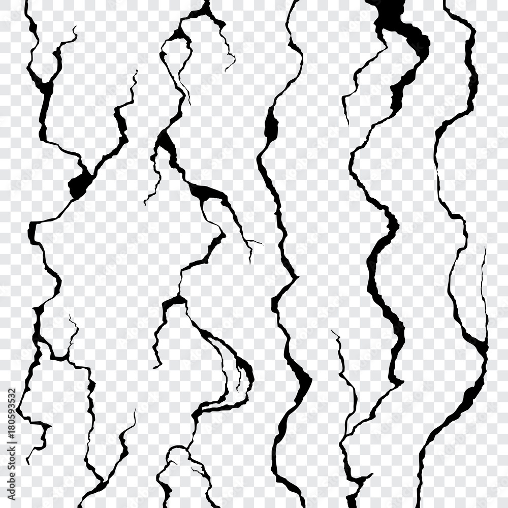 Wall cracks isolated on transparent background Stock Vector | Adobe Stock
