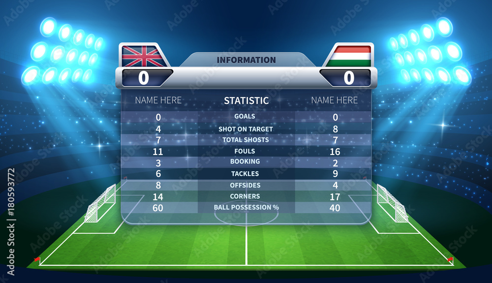 Soccer scoreboard and football stadium vector mockup Stock Vector ...
