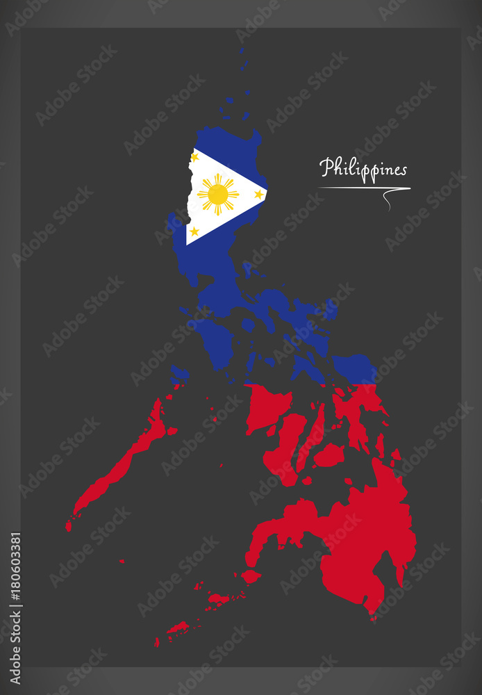 Philippines map with Philippine national flag illustration Stock Vector ...