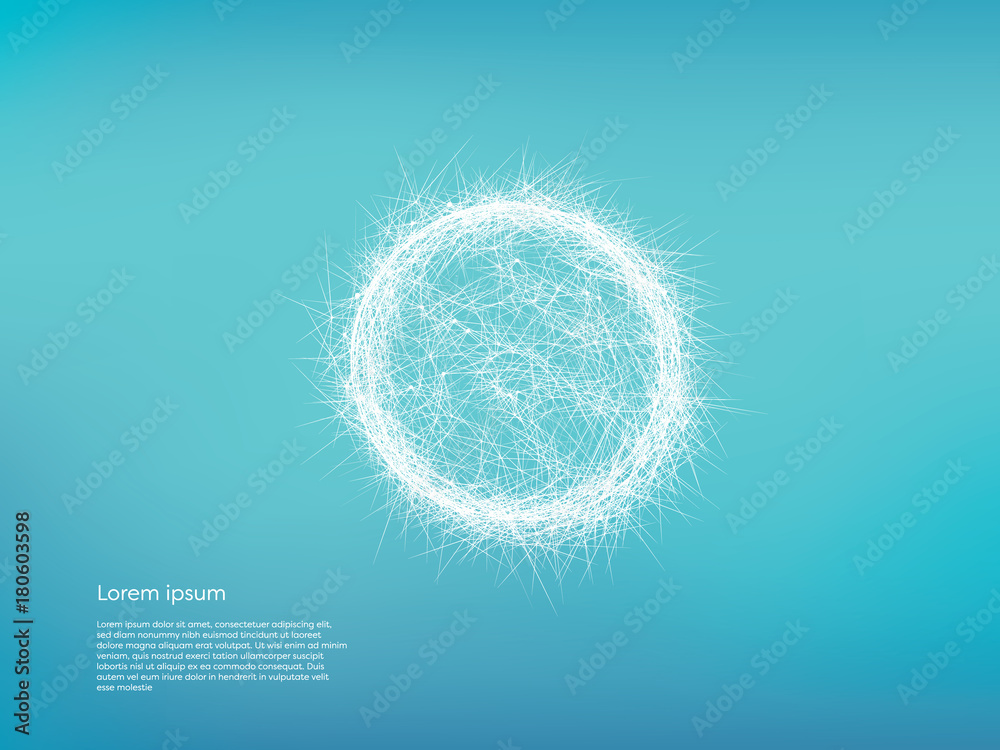 Neural network vector concept with neuron synapses in circle. Big data, machine deep learning ...
