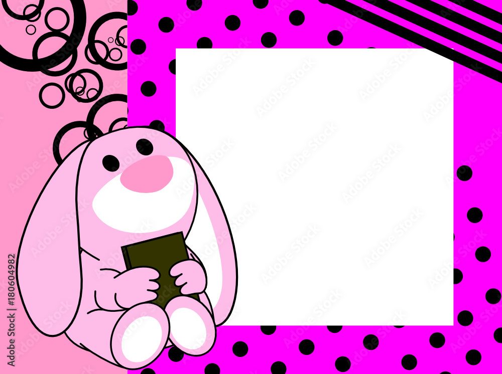 cute baby bunny book picture frame background in vector format very ...