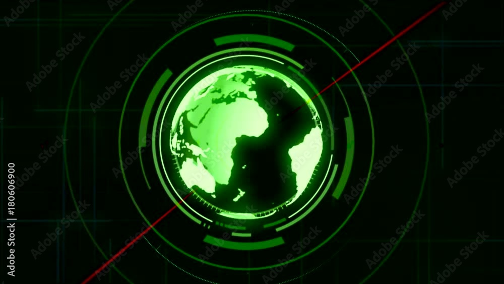 Global GPS data detect earth map, Radar GPS navigation interface ...