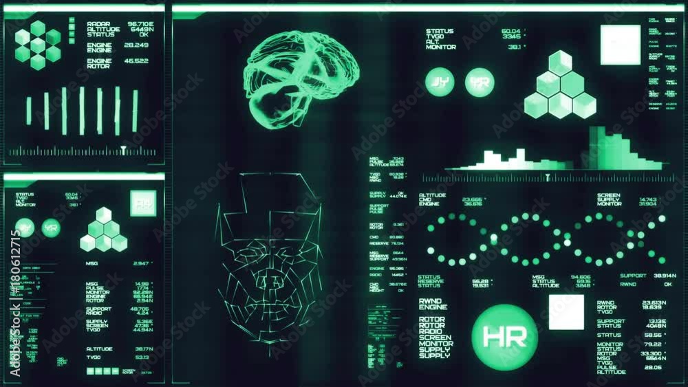 Cold blue futuristic interface/Digital screen/Detailed abstract ...